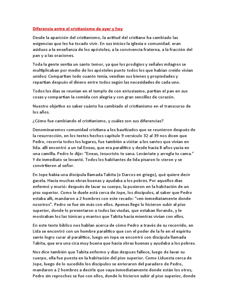 Diferencia Entre El Cristianismo de Ayer y Hoy Letra Piola | PDF ...
