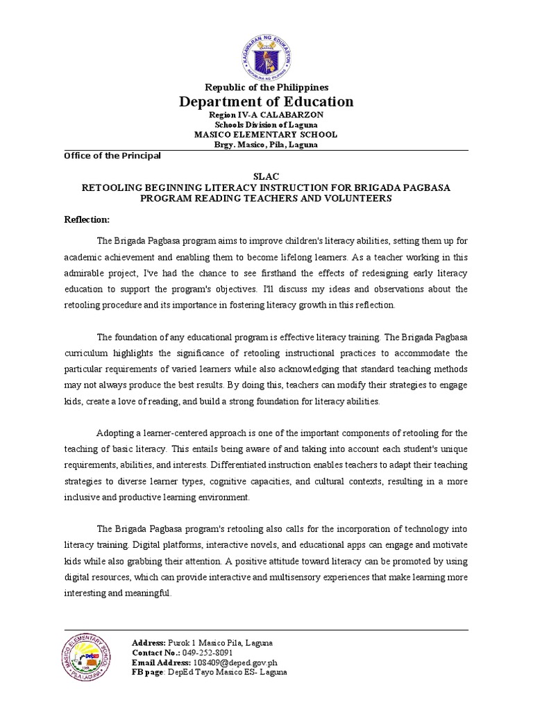 Retooling Beginning Literacy Instruction For The Brigada Pagbasa ...