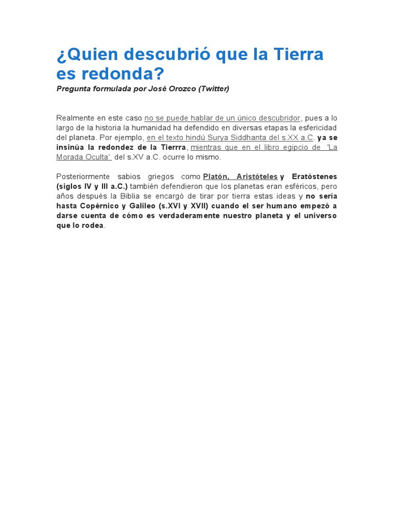 Quien Descubrió Que La Tierra Es Redonda | PDF | Ciencias sociales