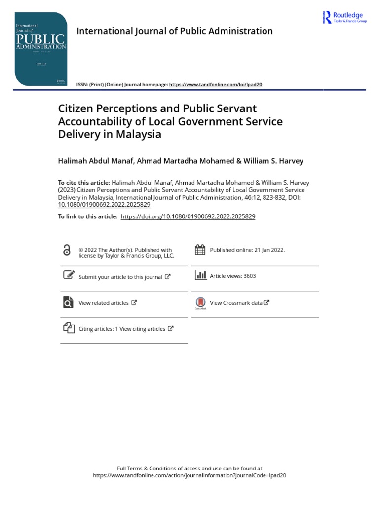 Citizen Perceptions and Public Servant Accountability of Local ...