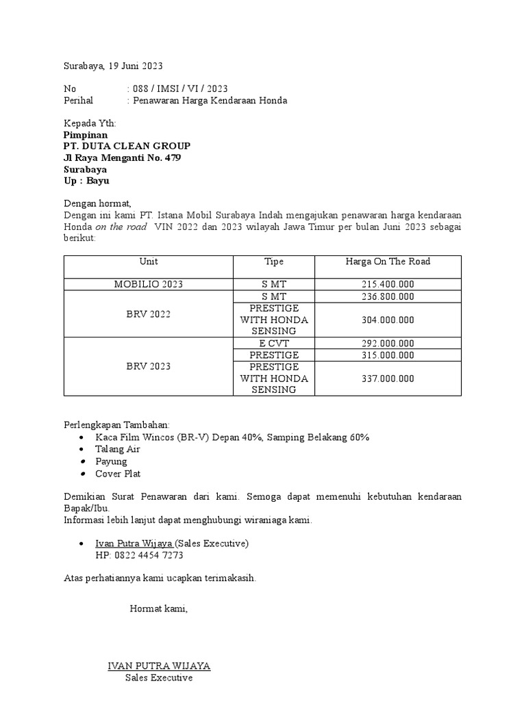 Penawaran PT DUTA CLEAN GROUP 202 | PDF | Bisnis