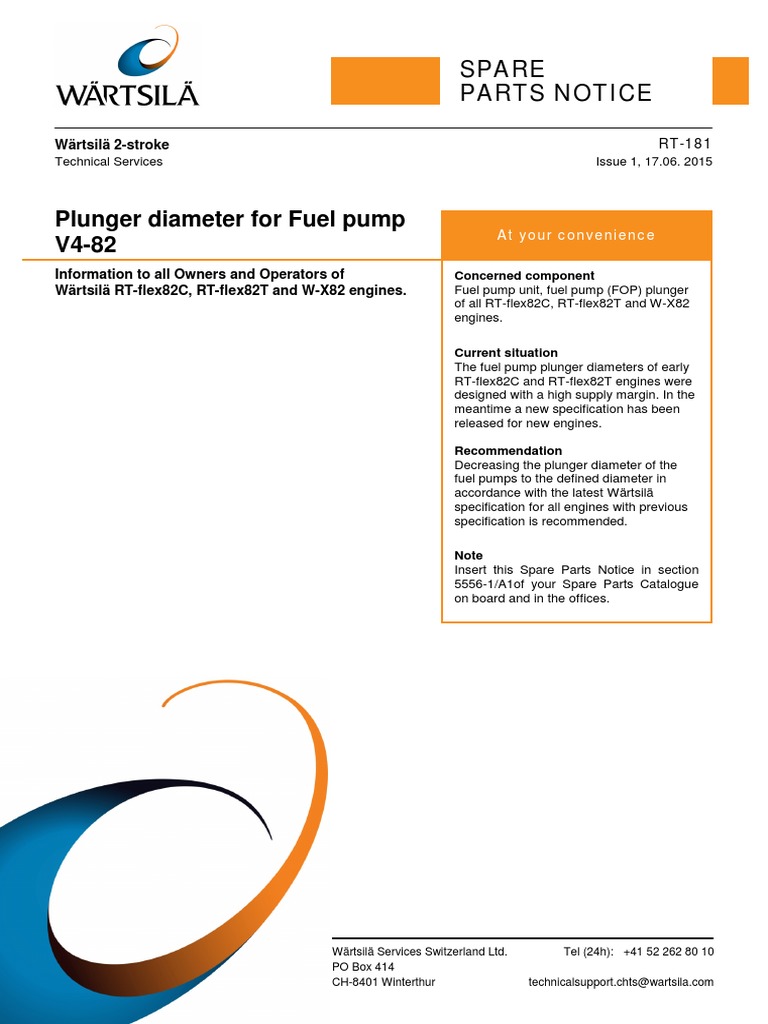 RT-181 - Plunger Diameter For FOP - V4-82 | PDF | Pump | Engines
