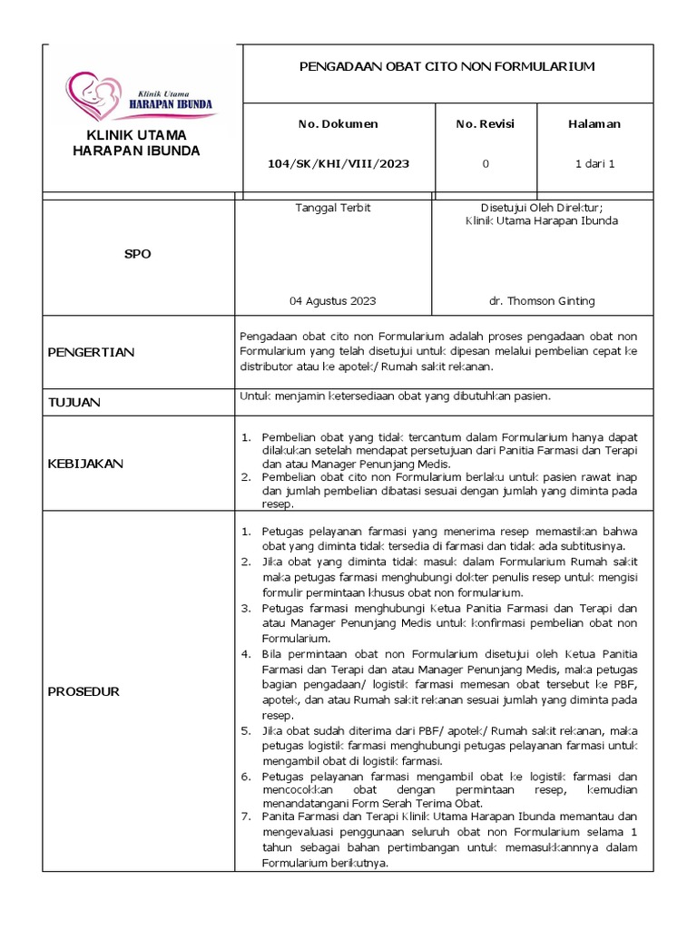 Pengadaan Obat Cito Non Formularium | PDF