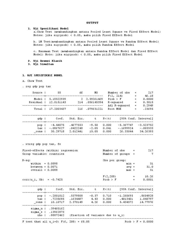 Pse Stata | PDF | Coefficient Of Determination | Analysis Of Variance
