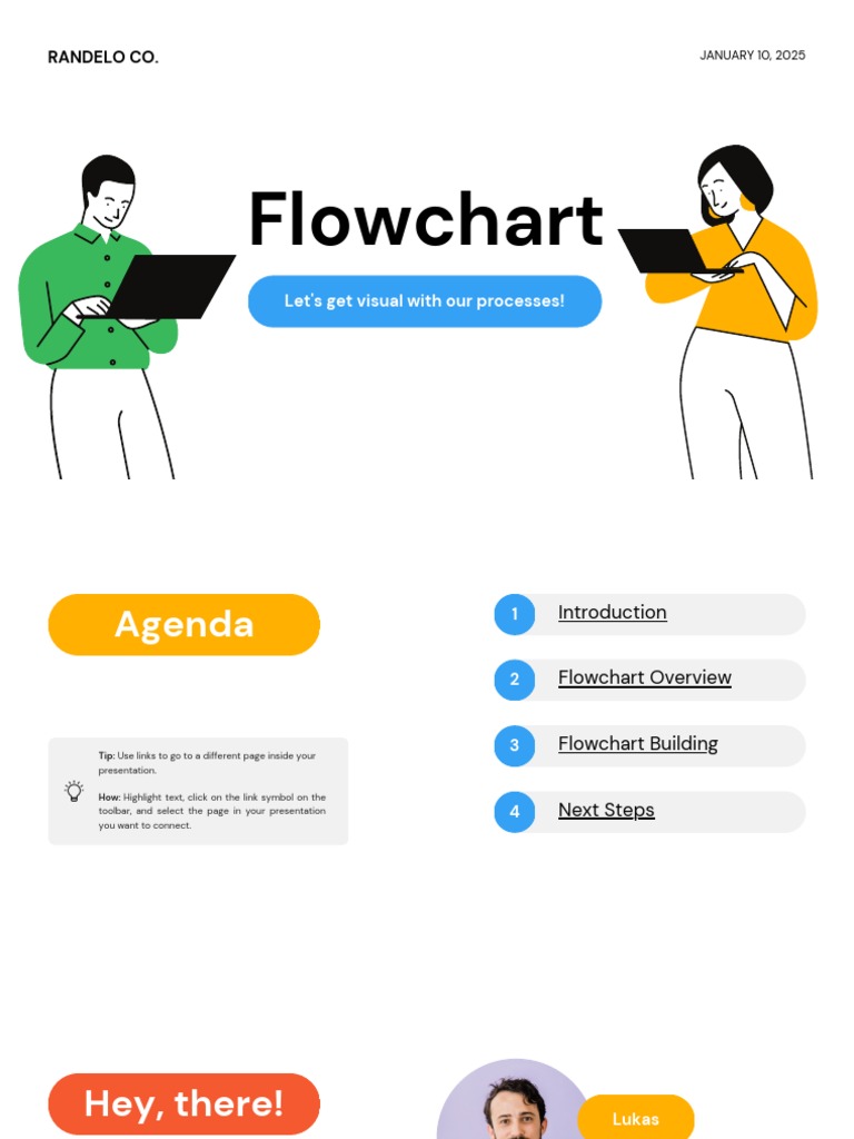 Black and White Green Blue Basic Flow Chart Brainstorm Presentation | PDF