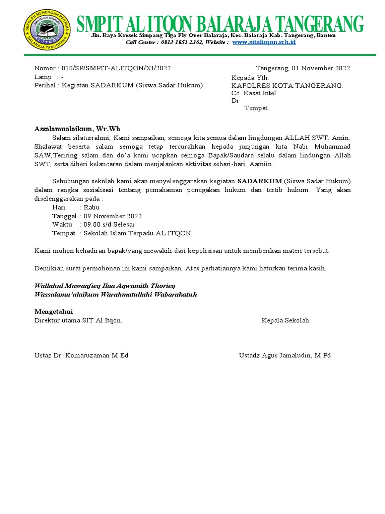 Kop Surat Sekolah Menegah Pertama Islam Terpadu Ok | PDF