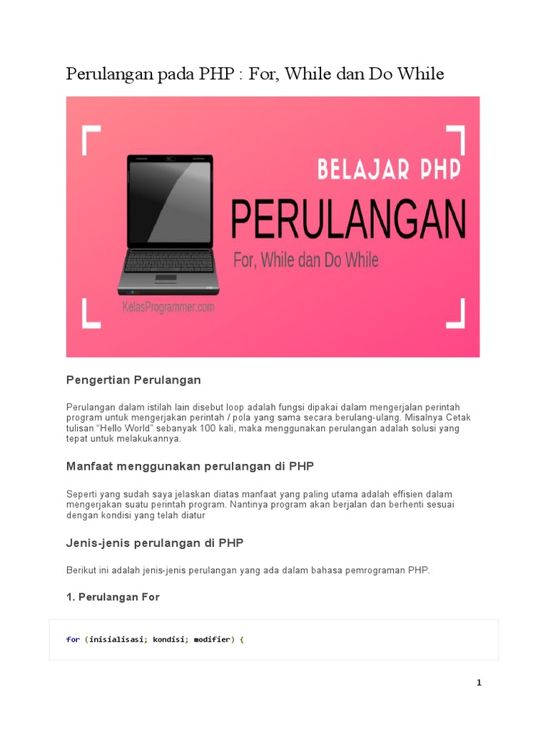 3 JENIS_Perulangan pada PHP | PDF