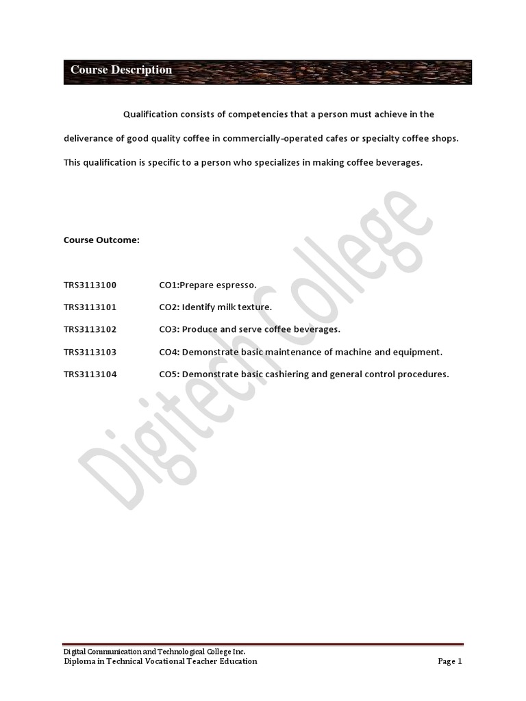 Barista Module | PDF