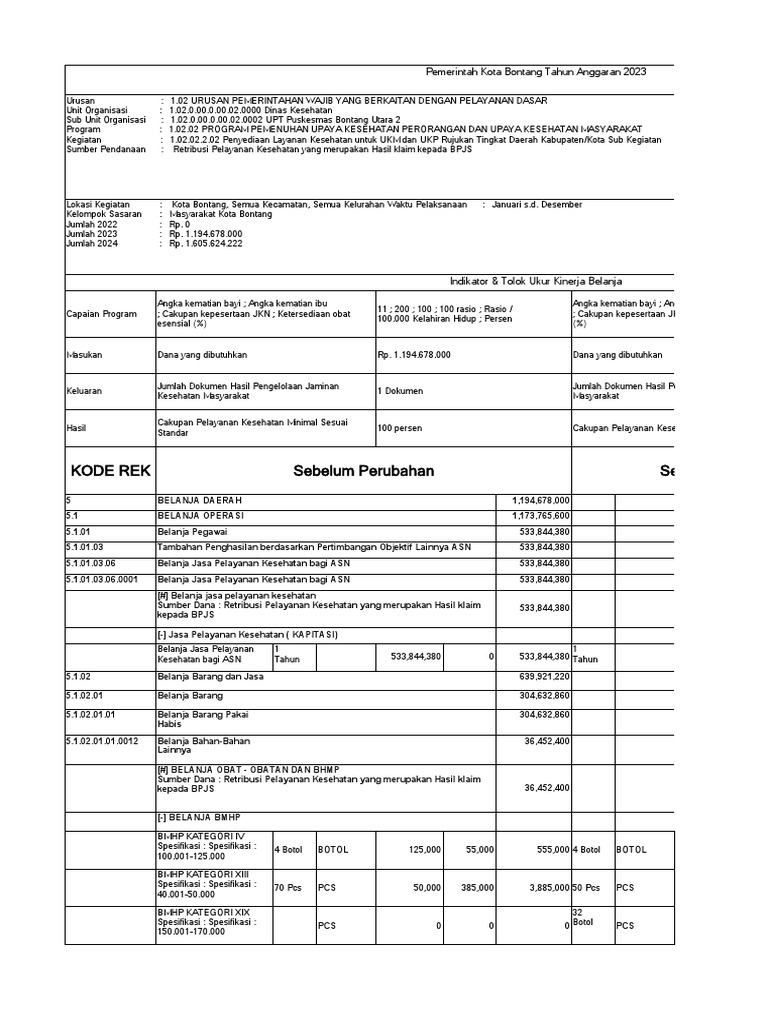 RKA-Kapitasi Perubahan | PDF