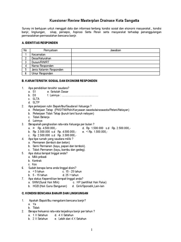 Kuesioner-Banjir Sangatta | PDF