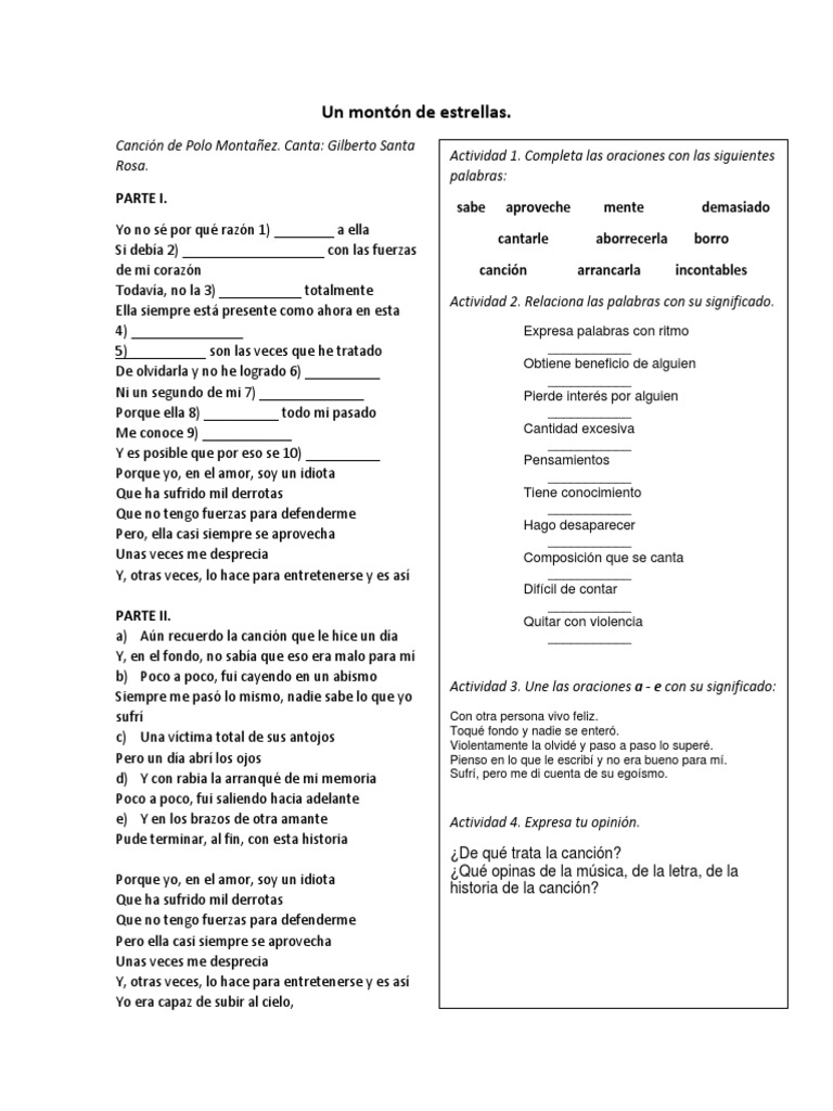 Un Montón De Estrellas Gilberto Santa Rosa Pdf Amor 