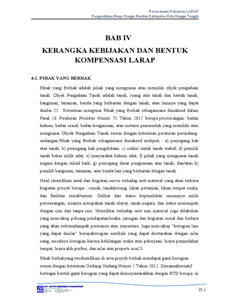 Kebijakan Dan Bentuk Kompensasi LARAP | PDF
