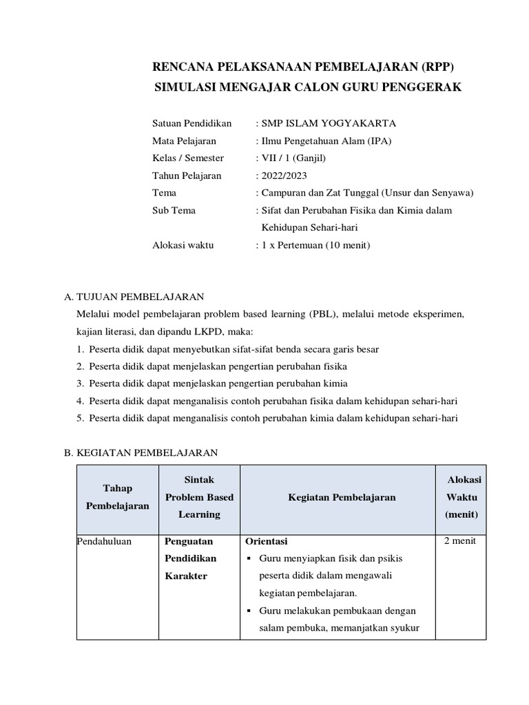 RPP Guru Penggerak | PDF