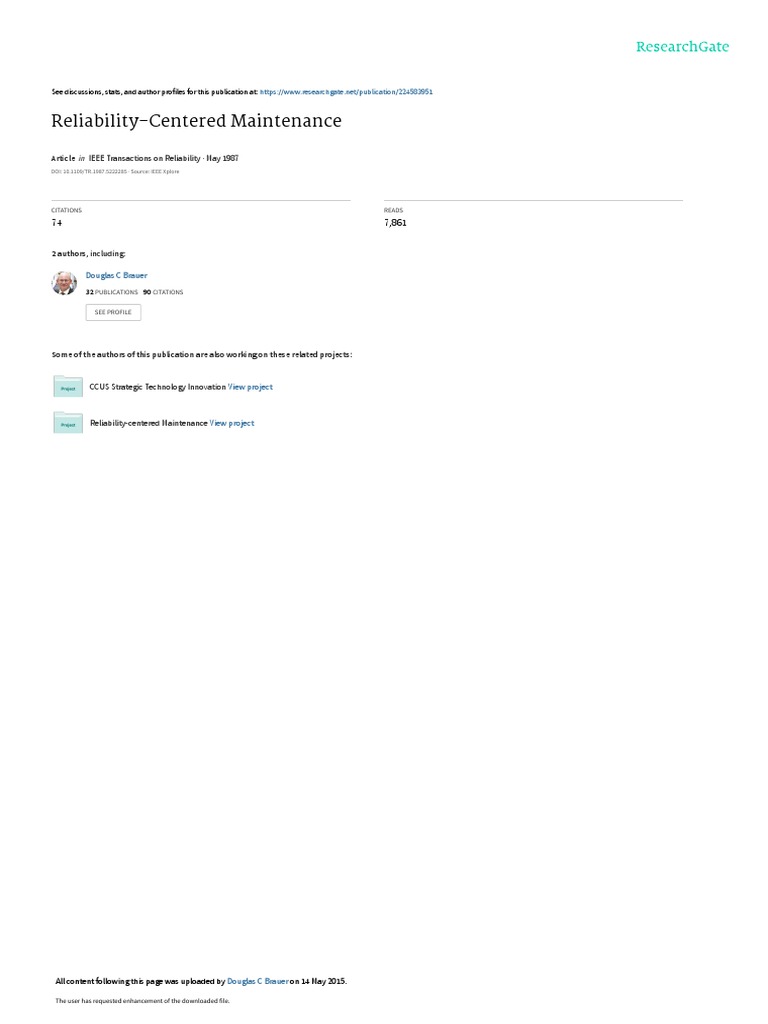 Reliability-Centered Maintenance | PDF | Reliability Engineering | Engineering