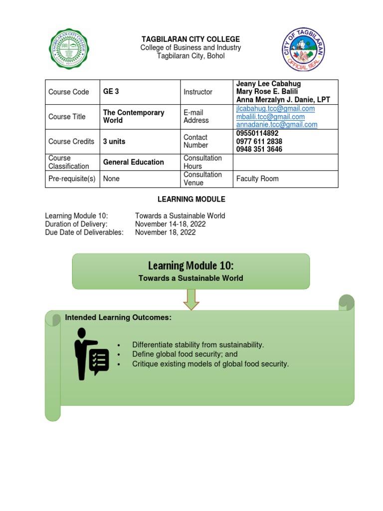 GE3 - Learning Module 10 - Final Period | PDF | Sustainability | Sustainable Development