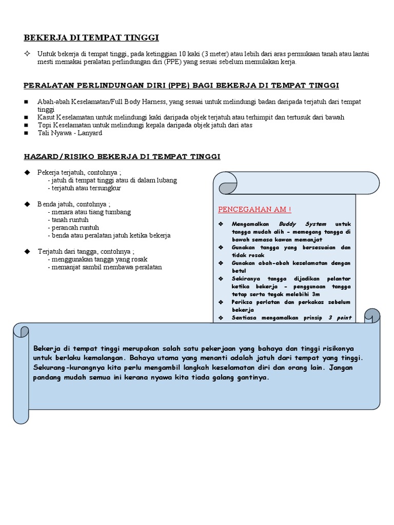 Bahaya dan Keselamatan Bekerja Tinggi | PDF