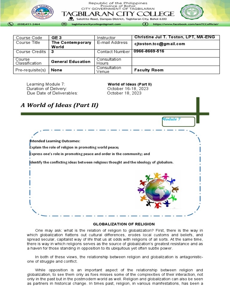 GE3 Module7 S12023-2024 | PDF | Globalization | Peace