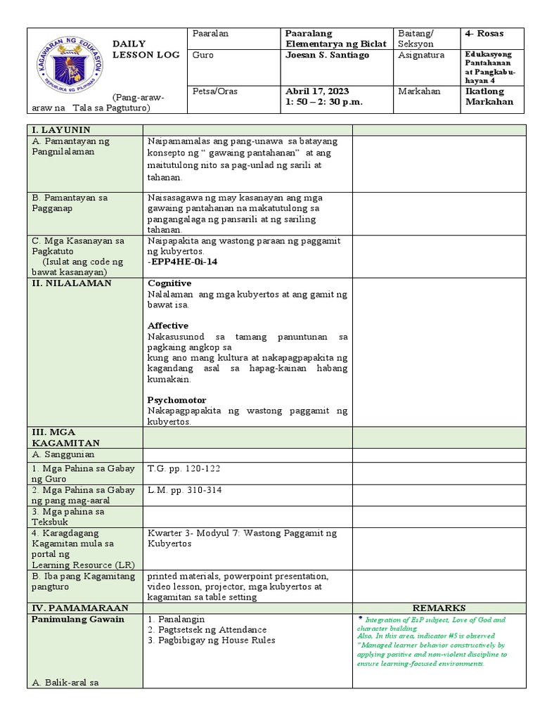 Co 1 - Epp 4 - Kra (Home Economics) Quarter 3 - Module 7 | PDF