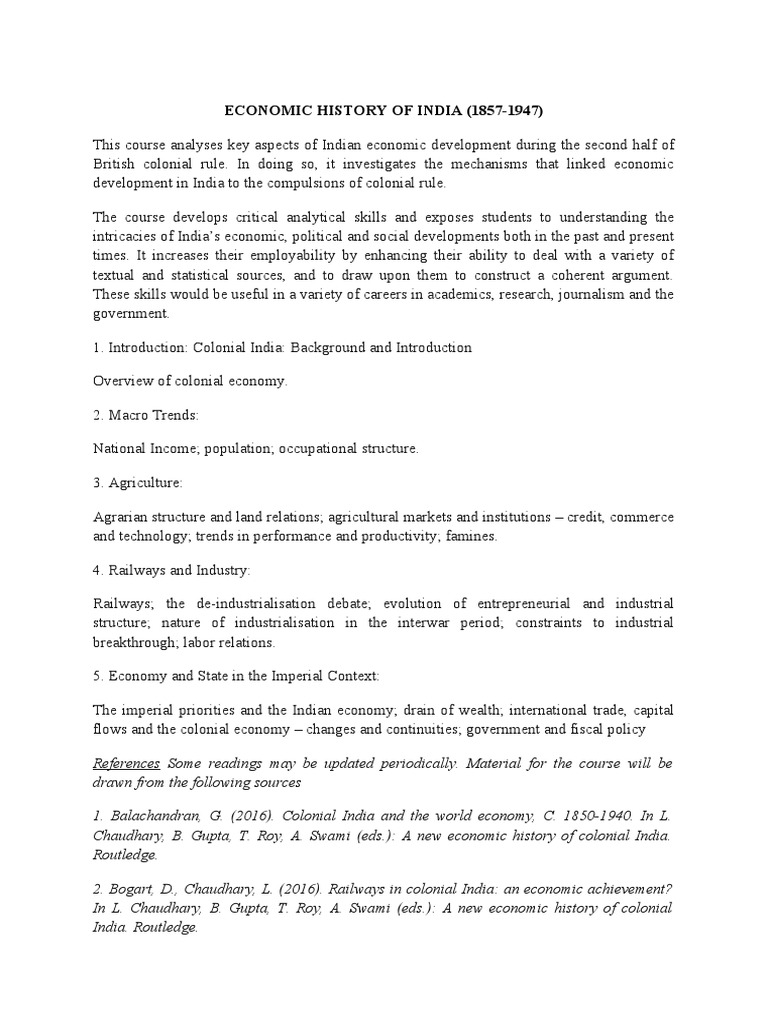 Economic Development in Colonial India | PDF | British Raj | Economic ...