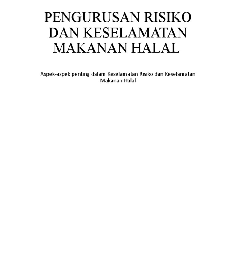 Pengurusan Risiko Dan Keselamatan Makanan Halal | PDF