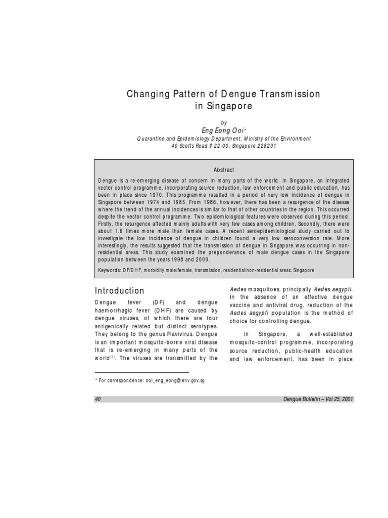 Changing Pattern of Dengue Transmission | PDF | Infection | Microbiology