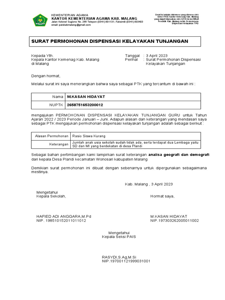 FORMAT DISPENSASI New | PDF