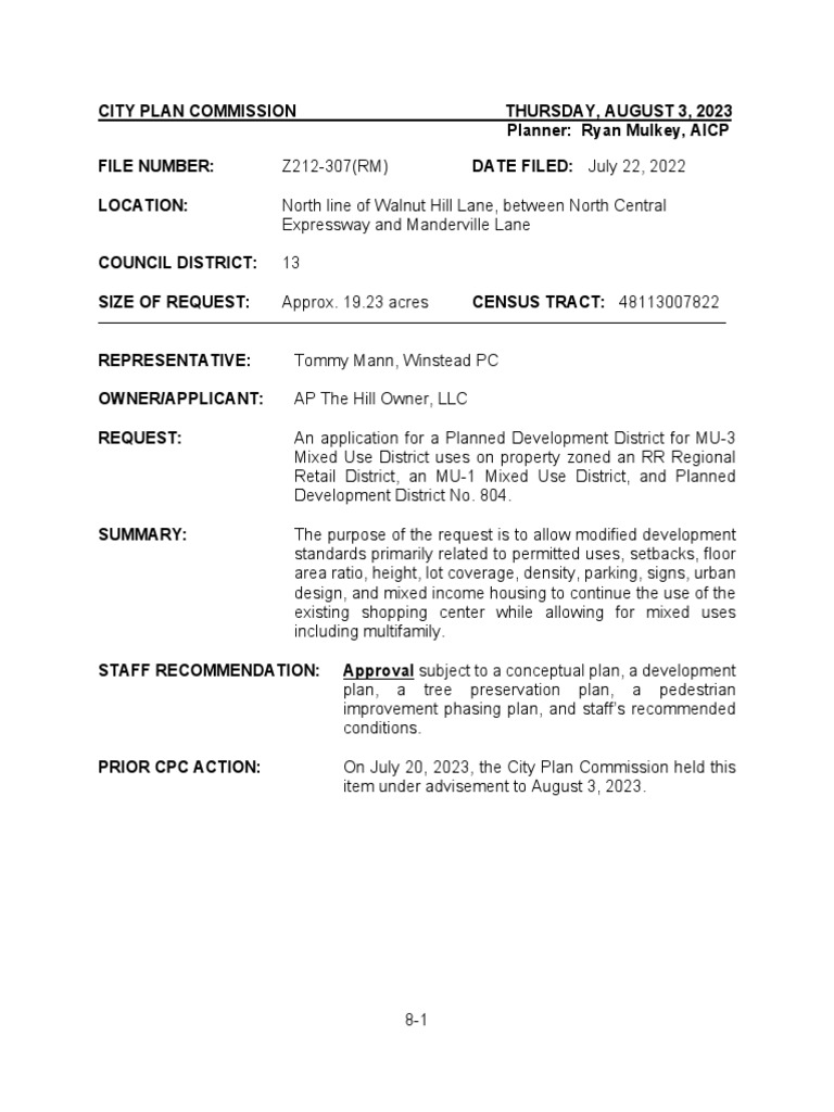 Walnut Hill TOD Staff Report | PDF