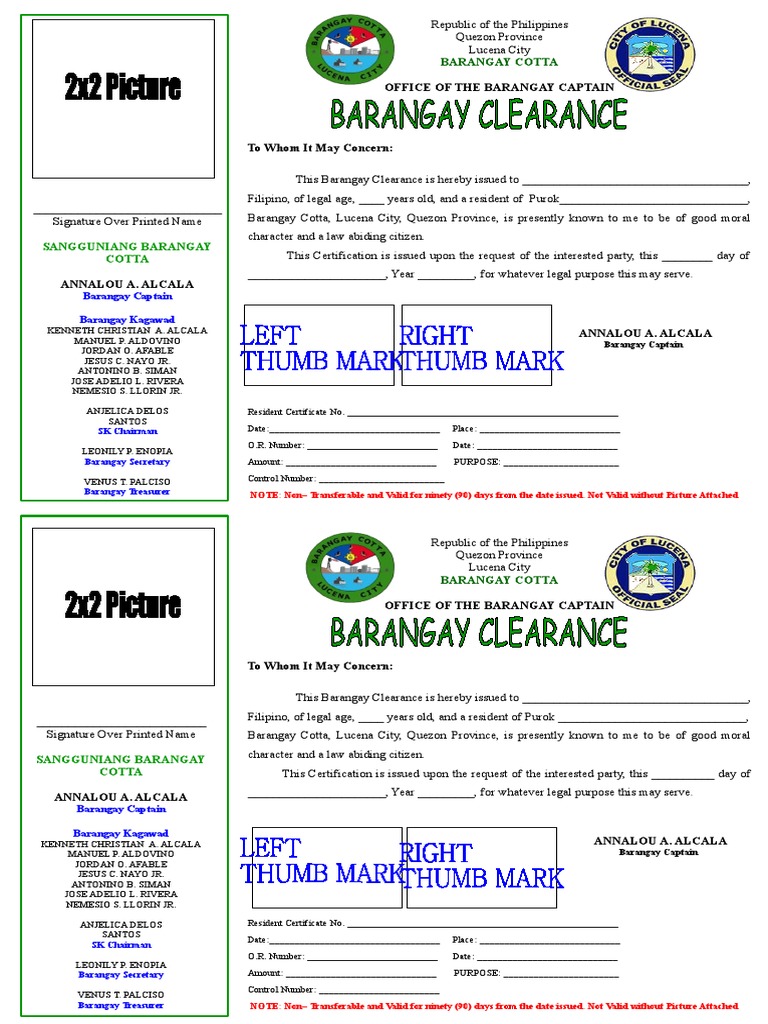 BARANGAY CLEARANCE | PDF