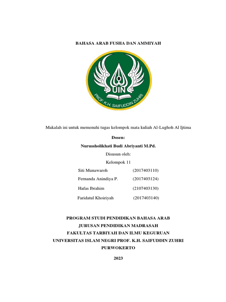 Perbedaan Bahasa Arab Fusha dan Ammiyah | PDF