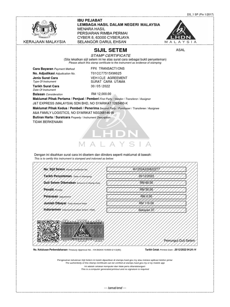 A&A FAMILY LOGISTICS Sijil | PDF