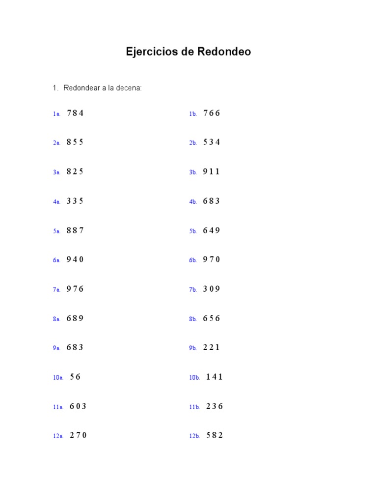 Ejercicios de Redondeo | PDF