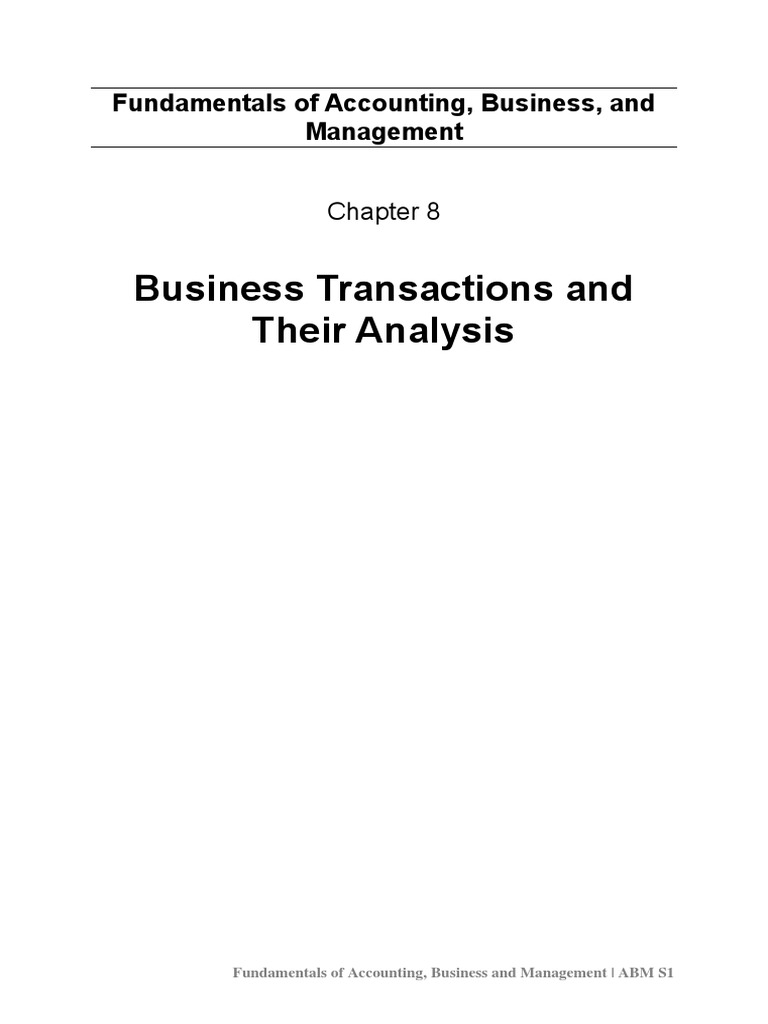 Chapter 8 Business Transactions and Their Analysis | PDF | Debits And Credits | Financial Accounting
