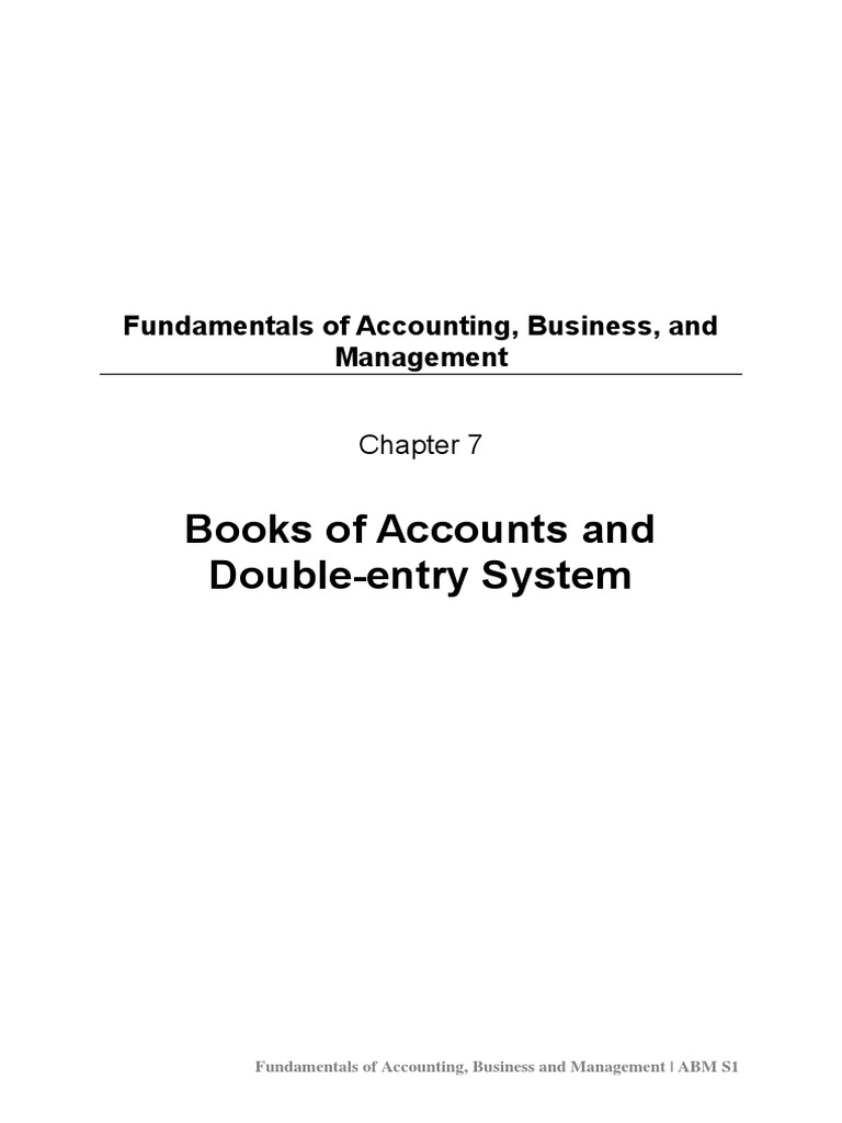Chapater 7 Books of Accounts and Double Entry System | Download Free PDF | Debits And Credits ...