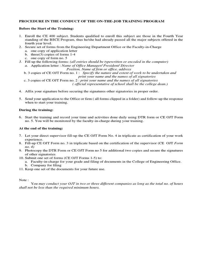 Ojt Procedure | PDF | Business