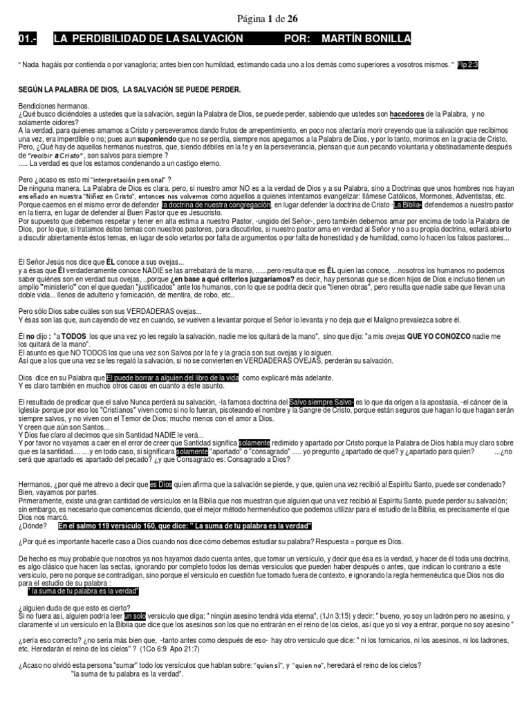 La Salvacion Se Pierde - PDF | PDF | Salvación | Cristo (título)