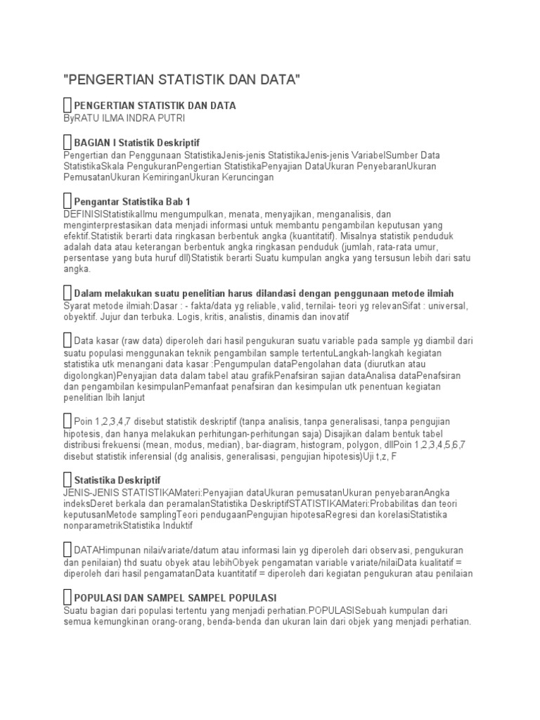Pengertian Statistik Dan Data2 | PDF