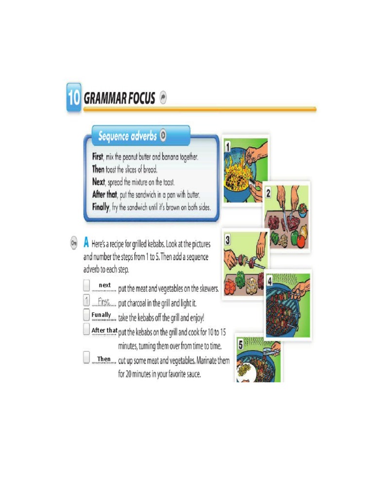 Complete The Recipe Using Sequence Adverbs | PDF