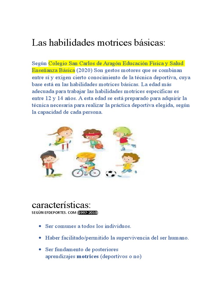 Importancia de las Habilidades Motrices Básicas | PDF | Educación Física
