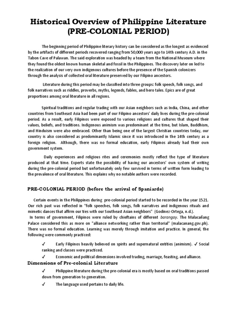 Reports - Historical Overview of Philippine Literature | PDF ...