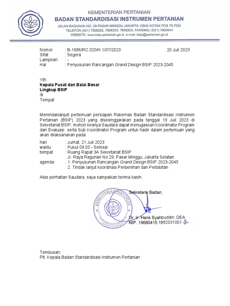 Surat Undangan Penyusunan Grand Design 21 Juli FIx | PDF