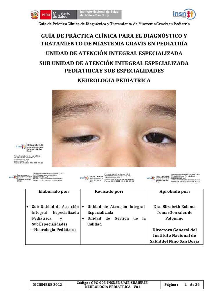 Guía Clínica: Miastenia Gravis Pediátrica | PDF | Unión neuromuscular ...