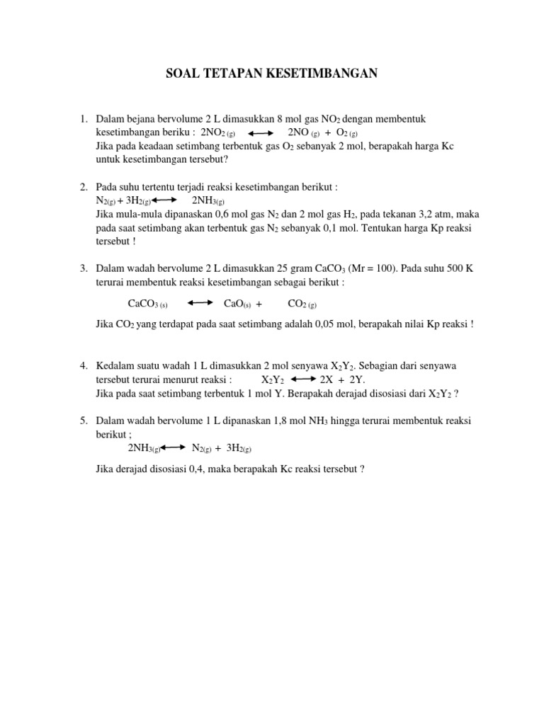Soal Tetapan Kesetimbangan | PDF
