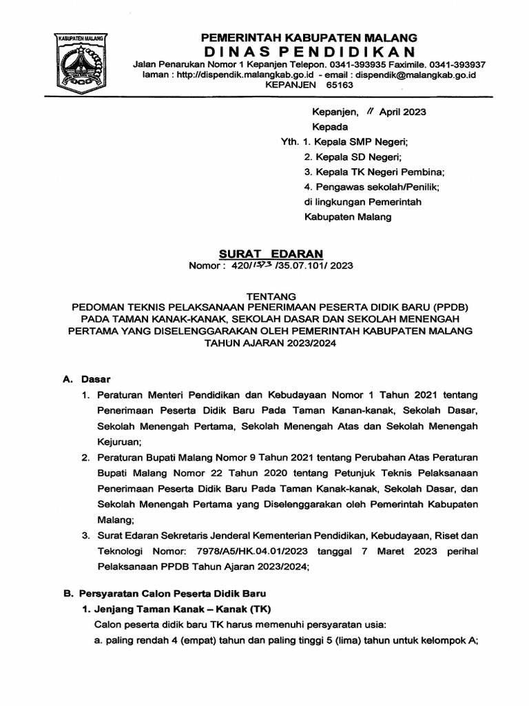 Edaran PPDB 2023 | PDF