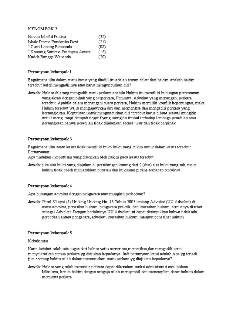 Pertanyaan & Jawaban Kelompok 2 | PDF