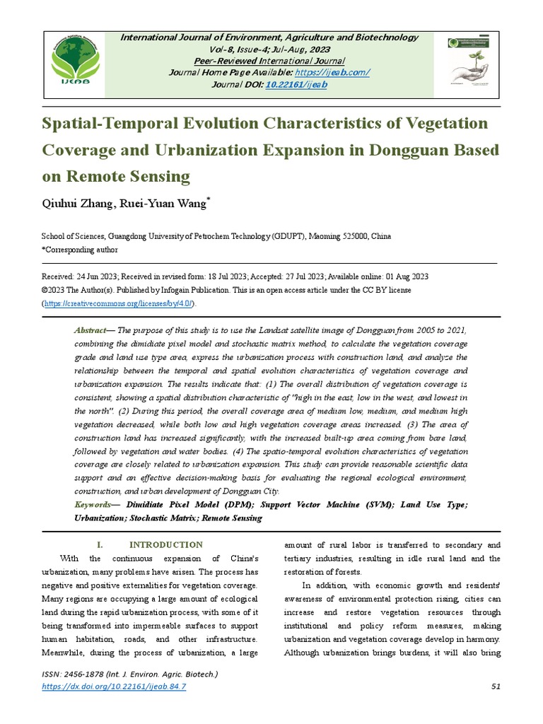 Spatial Temporal Evolution Characteristics Of Vegetation Coverage And