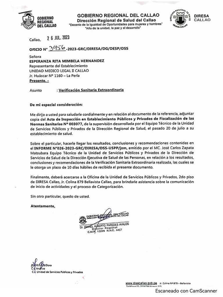 Diresa - Oficio #3956-2023 - Informe N°026-2023 | PDF