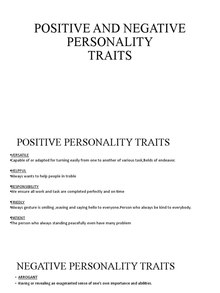 Positive and Negative Personality | PDF