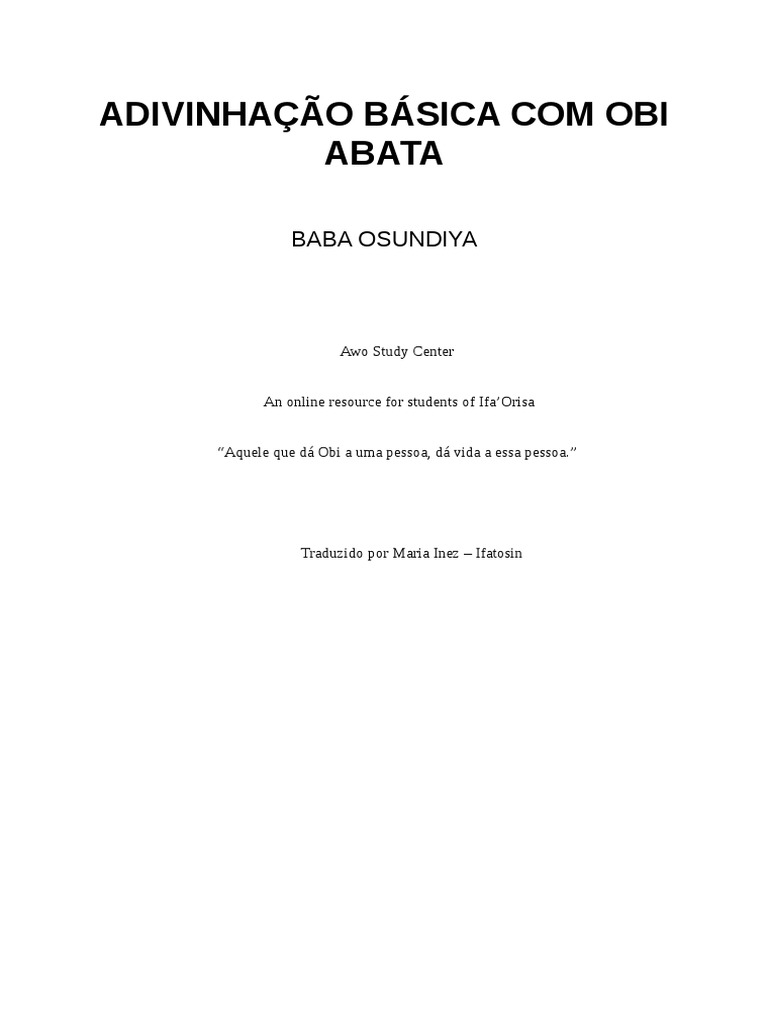 Adivinhação com Obi Abata: Guia Básico | PDF | Oráculo | Aprendizado