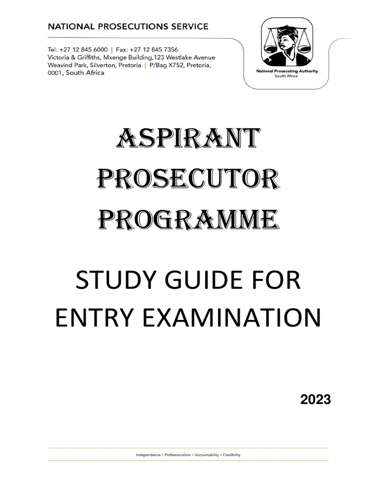 Aspirant Prosecutor Programme Study Guide | PDF | Mens Rea | Intention ...