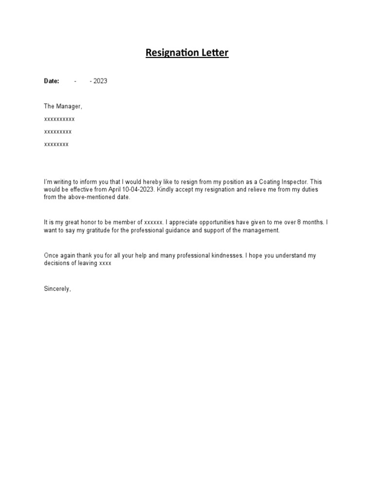 Resignation Letter | PDF